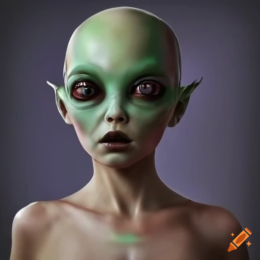 Alien girl character illustration on Craiyon