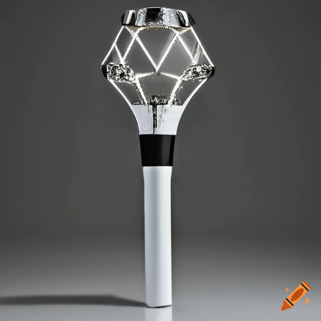 Kpop lightstick with a diamond design in black, white, and gold on Craiyon