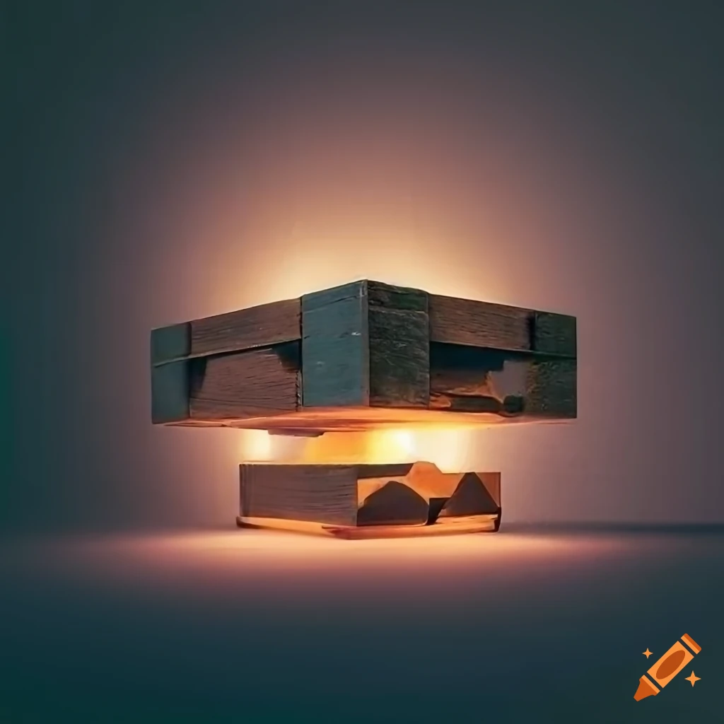 Futuristic solarpunk wooden box with nature-inspired design elements on ...