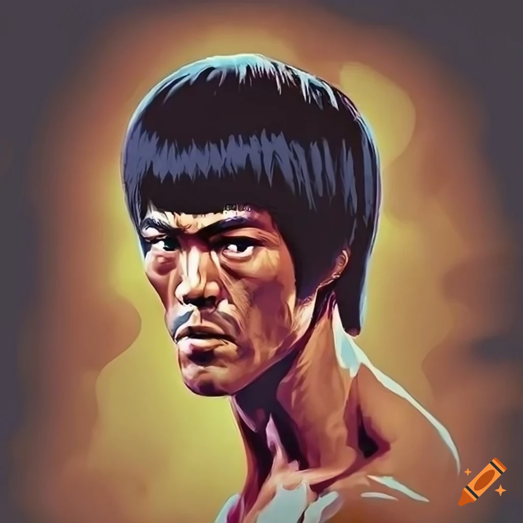 Bruce Lee poster with stark juxtaposition in high definition on Craiyon