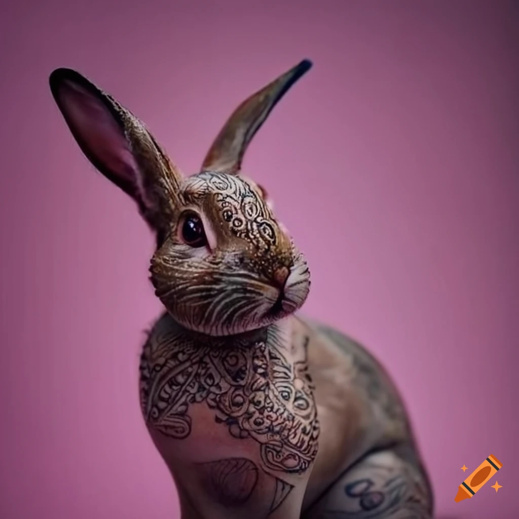 Rabbit with henna tattoo on Craiyon