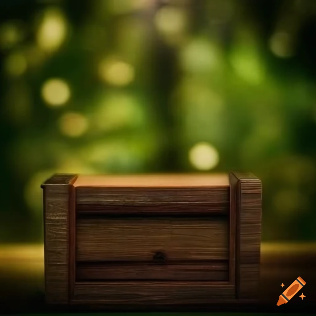 Intricately designed solarpunk style wooden box with nature-inspired ...