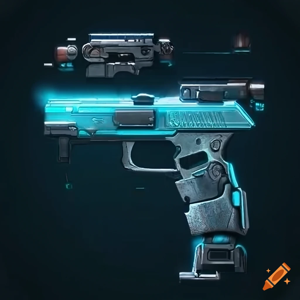 Futuristic pistol cybernetics technology concept on Craiyon