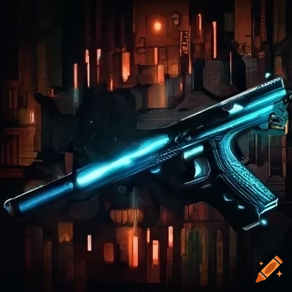 Futuristic cybernetic pistol technology on Craiyon