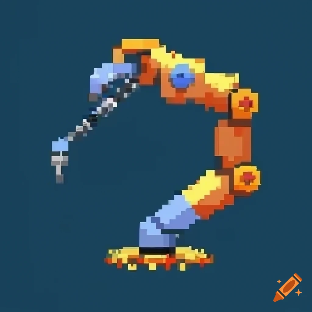 Detailed pixel art of a robotic arm on Craiyon