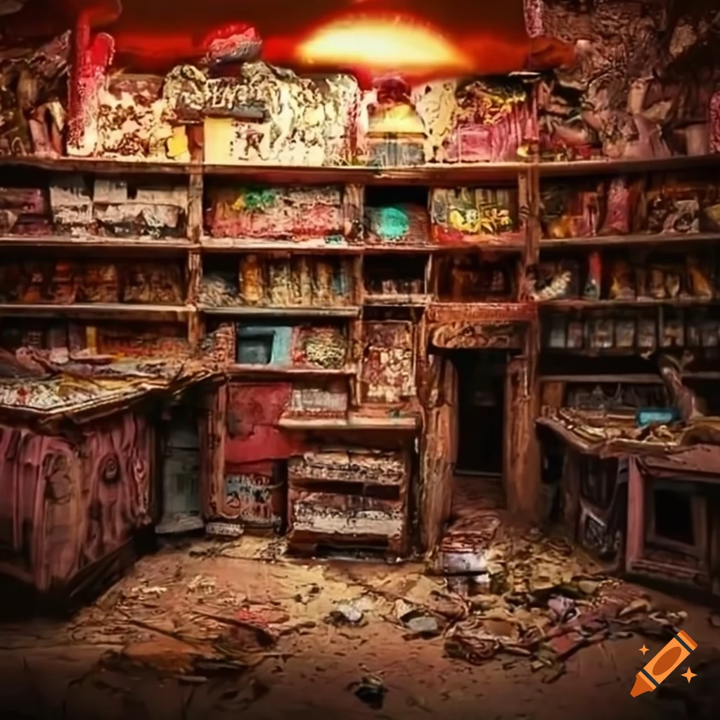 Apocalyptic abandoned candy store on Craiyon