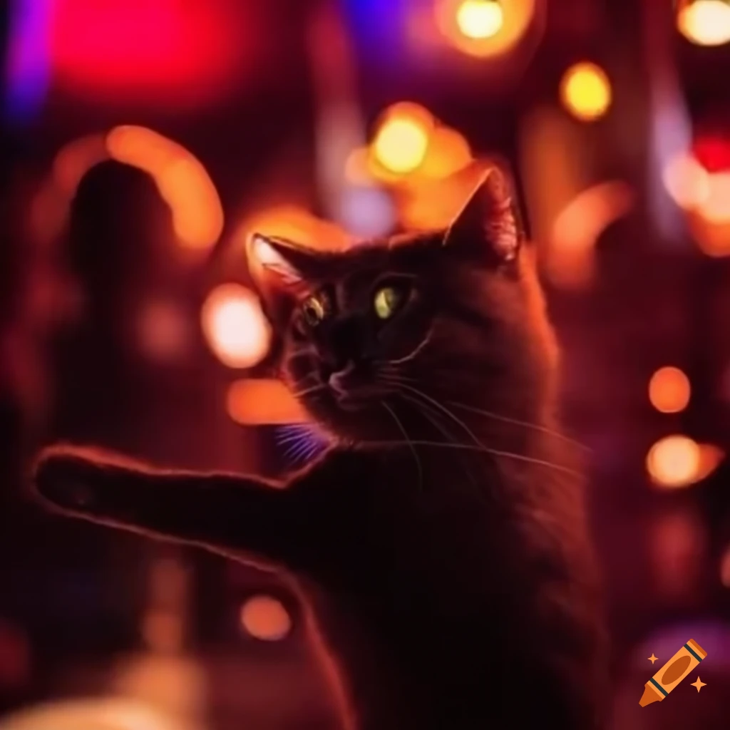 Night club party for cats with dancing felines and some drunk cats on ...
