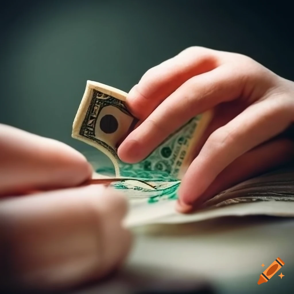 Money being hand-stitched on Craiyon