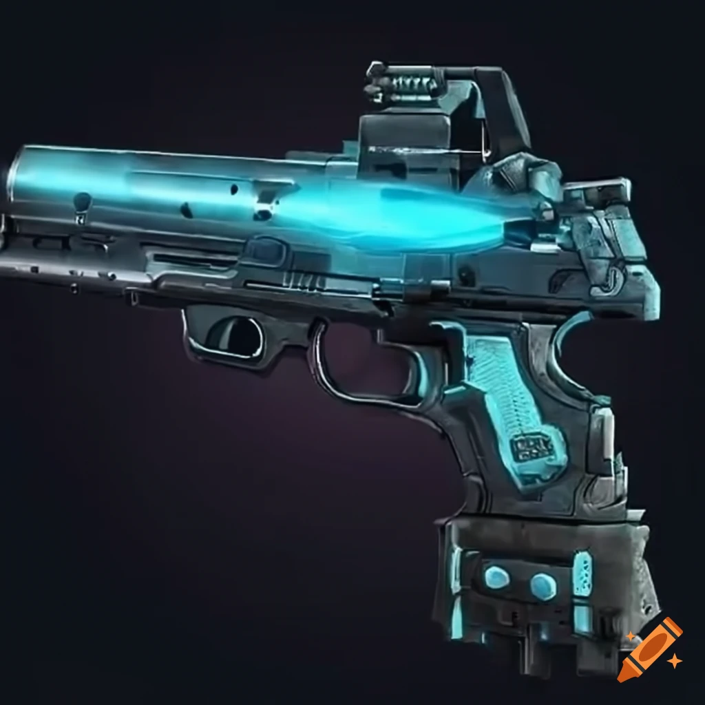 Futuristic cybernetic pistol technology on Craiyon