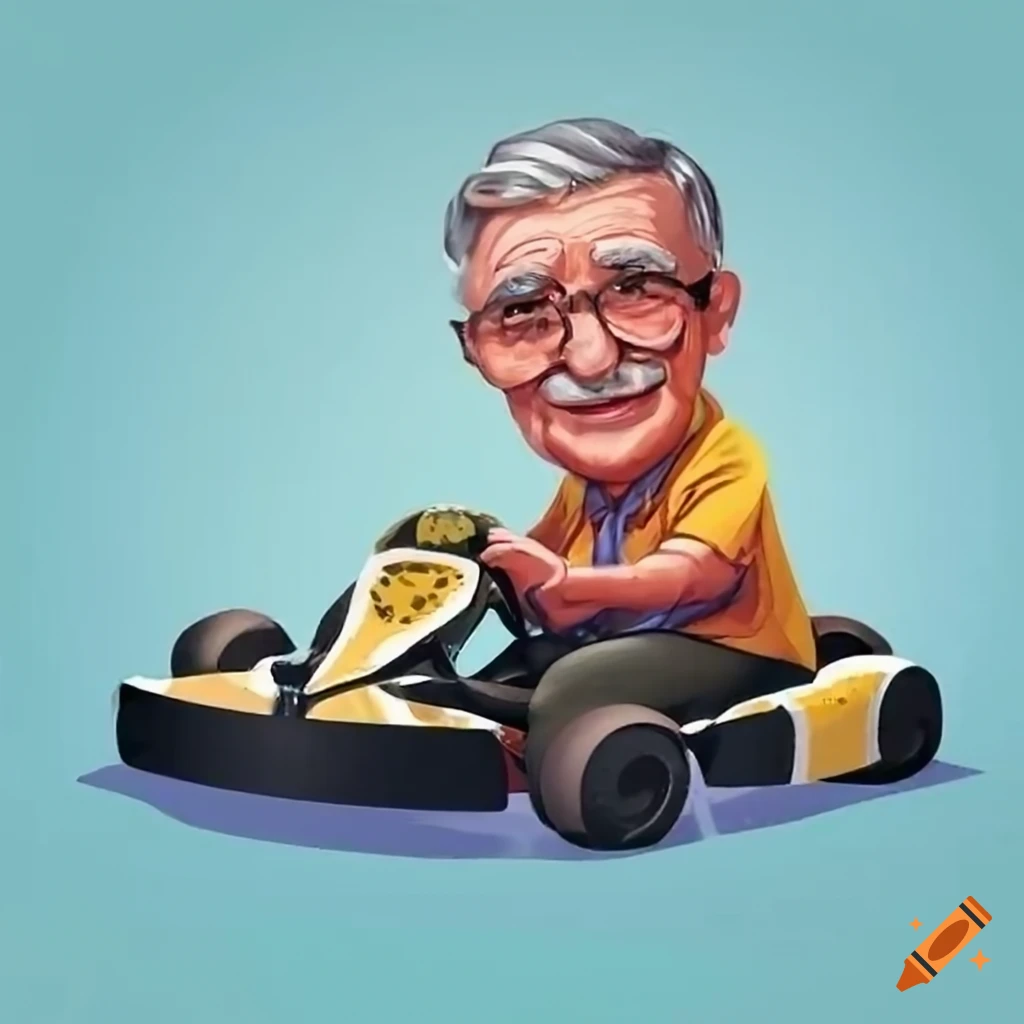 Birthday card with go-karts for an old dad on Craiyon