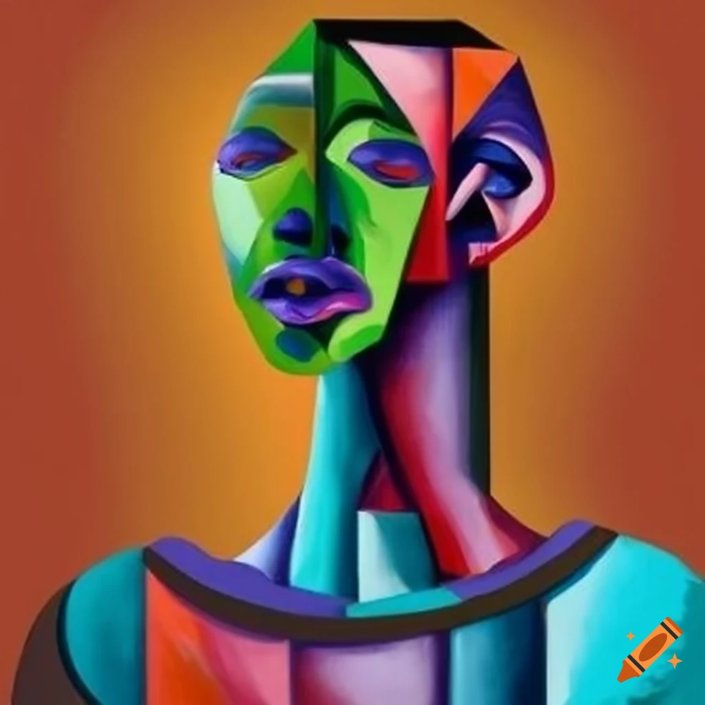 Picasso-inspired cubist artwork of african figures on Craiyon