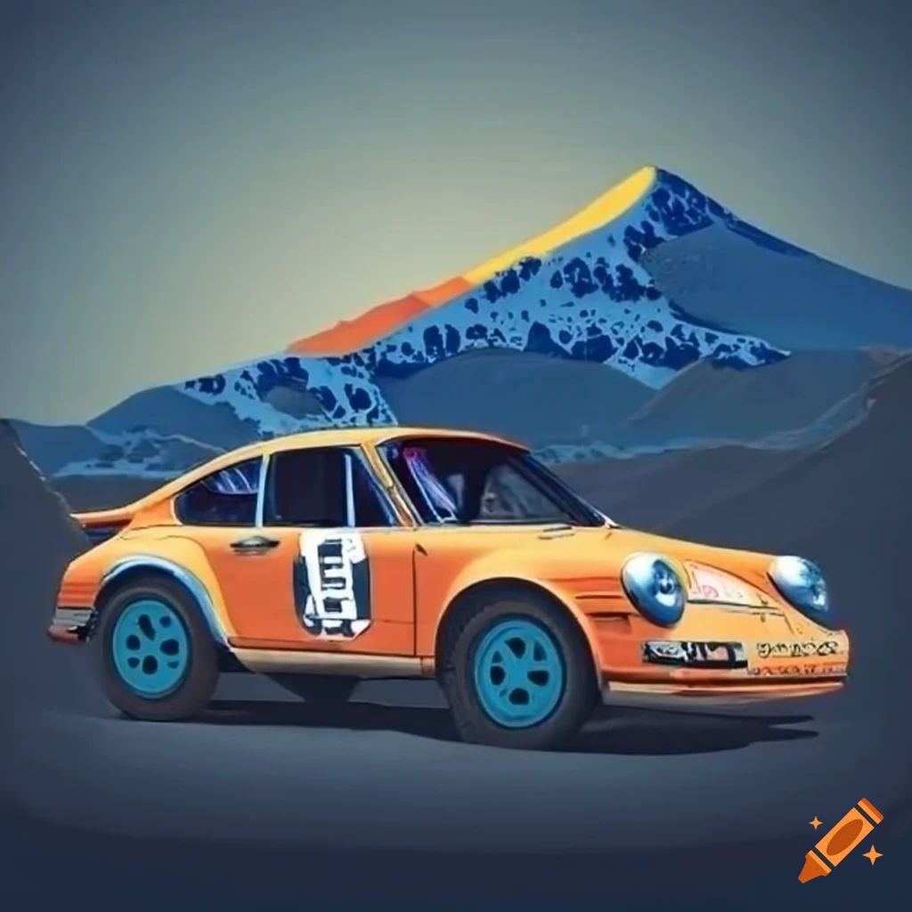 Hokusai style Porsche 911 rally car in the Atlas Mountains of Morocco ...