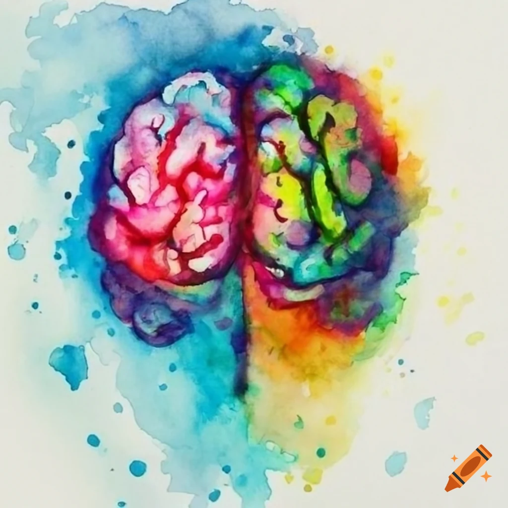 Watercolor painting of a brain on Craiyon