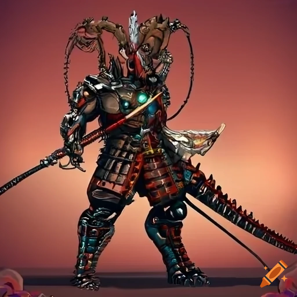 Cyborg samurai dinosaurs on Craiyon
