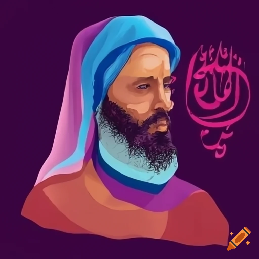 The Prophet Mohammad with transgender pride flag colors on Craiyon