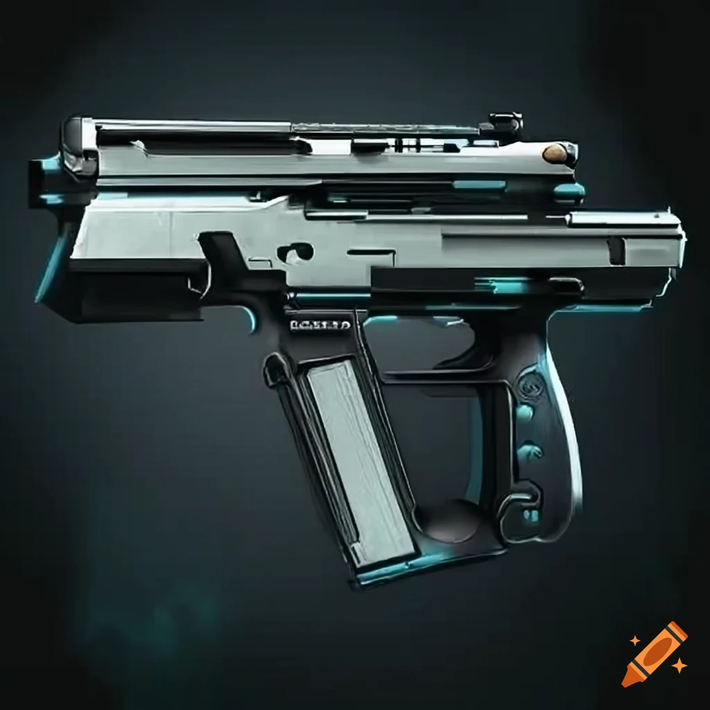 Futuristic pistol and cybernetic technology concept on Craiyon