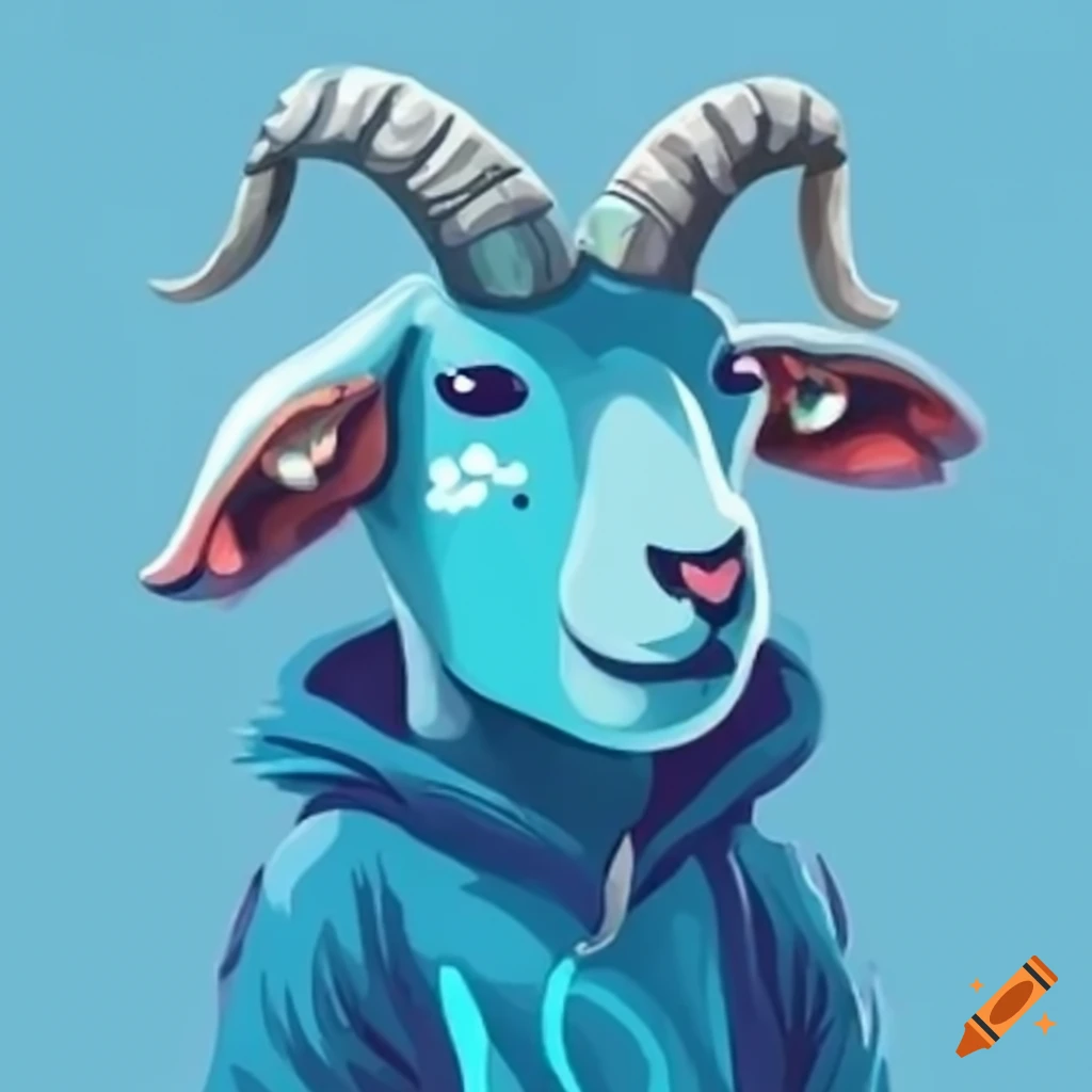 Blue slime goat cartoon character on Craiyon