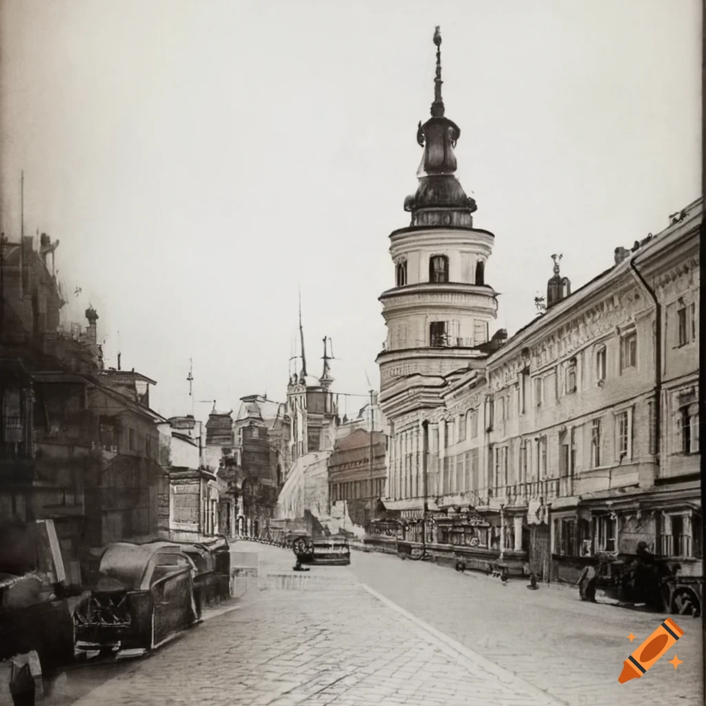 City streets of Minsk, Belarus in 1920 on Craiyon