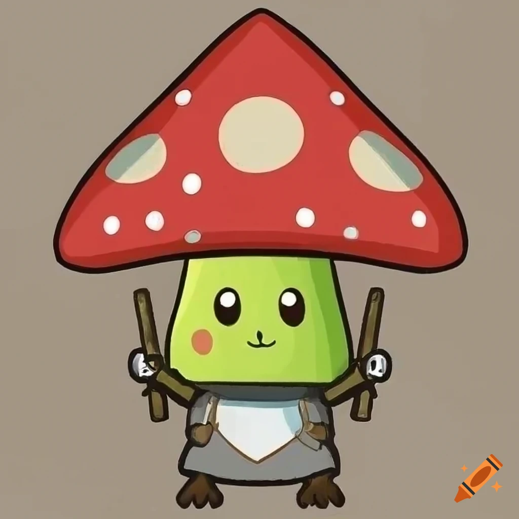 Cute toadstool knight with a small sword on Craiyon