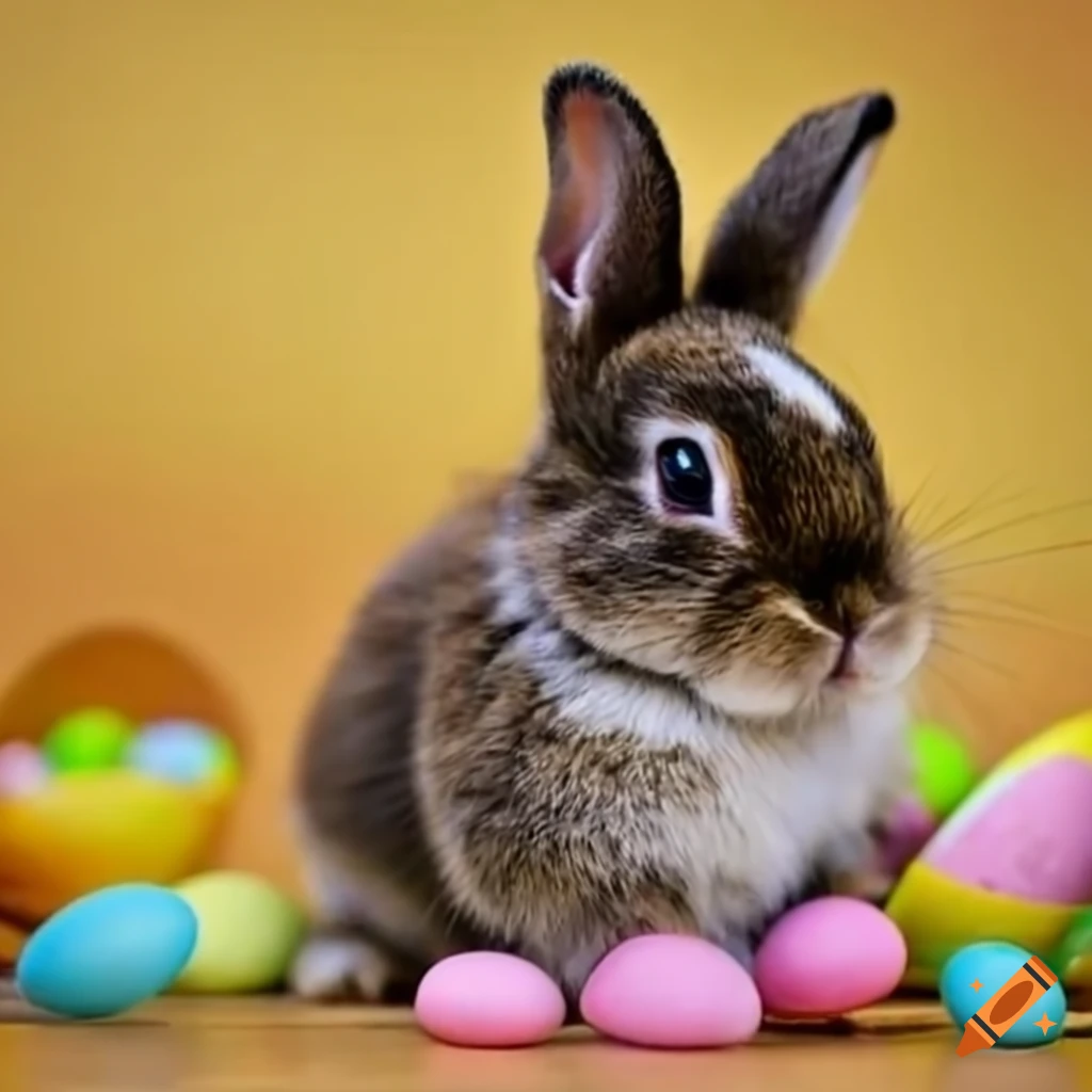 Baby rabbits finding easter eggs on Craiyon