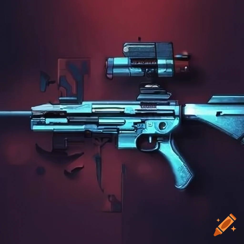 Futuristic pistol cybernetics technology weapons on Craiyon