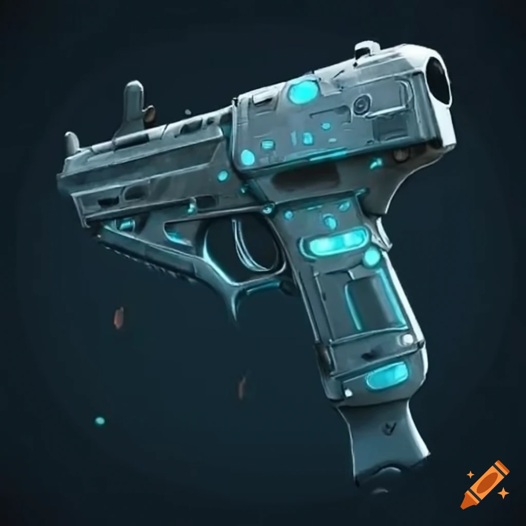 Futuristic cybernetic pistol weapon technology on Craiyon