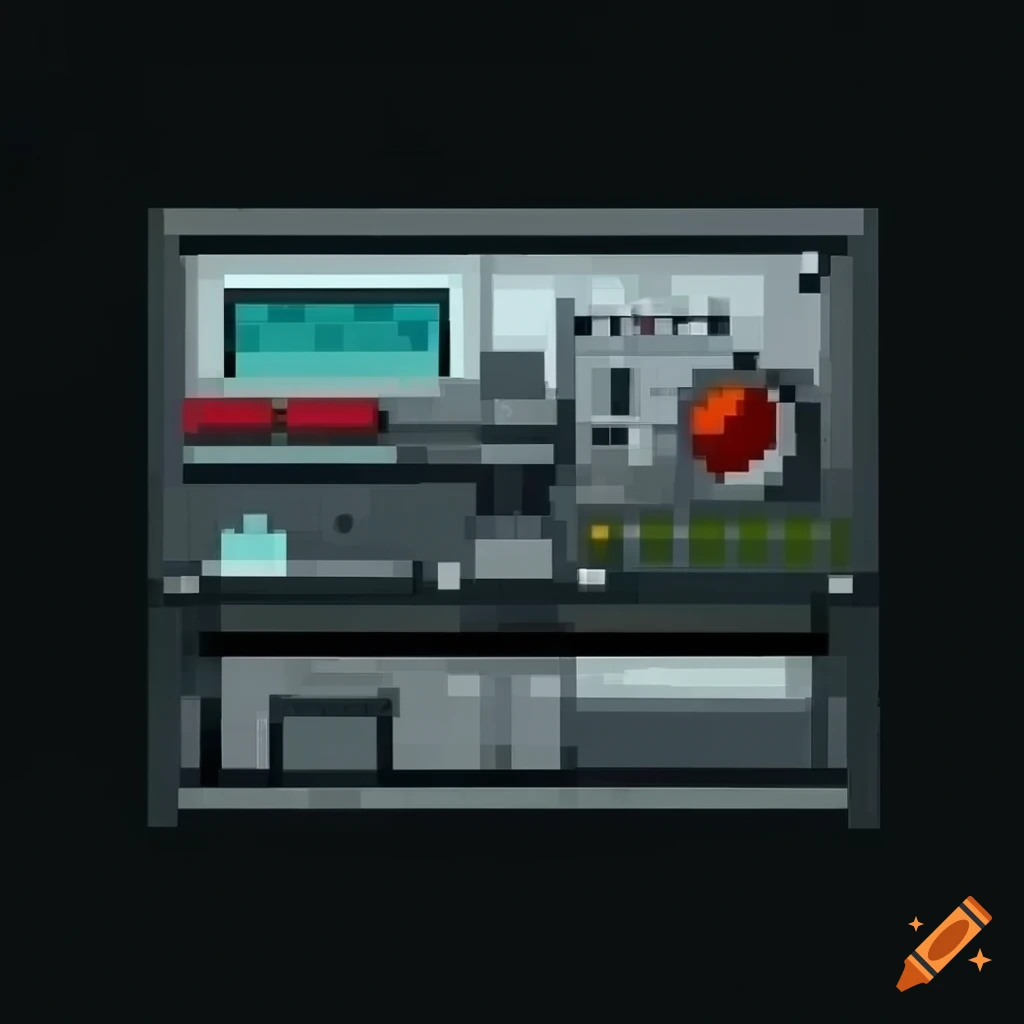 Futuristic lab control panel pixel art on Craiyon