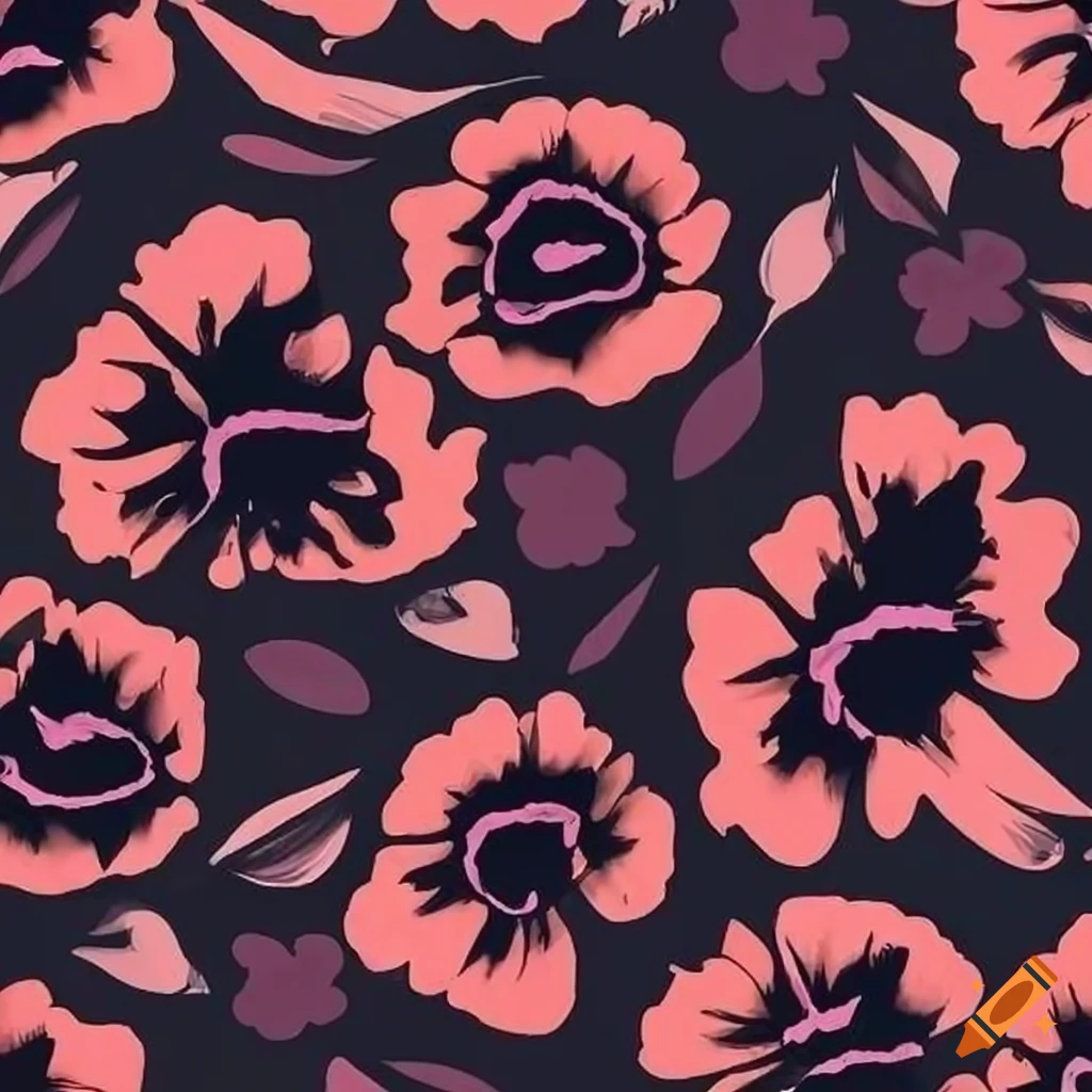 Seamless Prada ink stain flowers pattern by Joe Brained on Craiyon