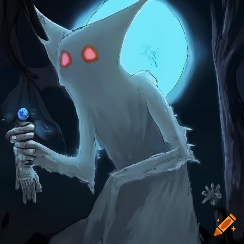 Reflective Haunter ghost with a Blue Mirror in RPG art on Craiyon