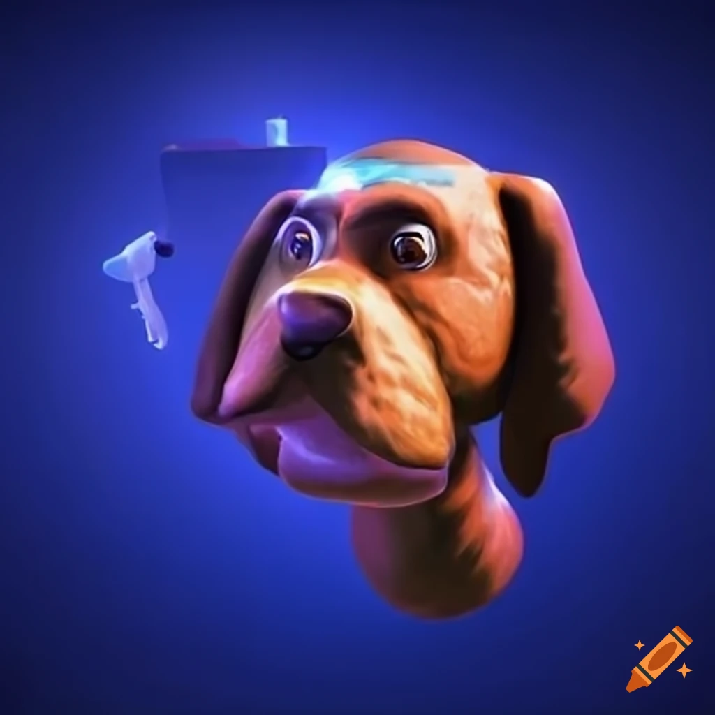 Vintage video game artwork featuring a dog on a nintendo 64 box on Craiyon