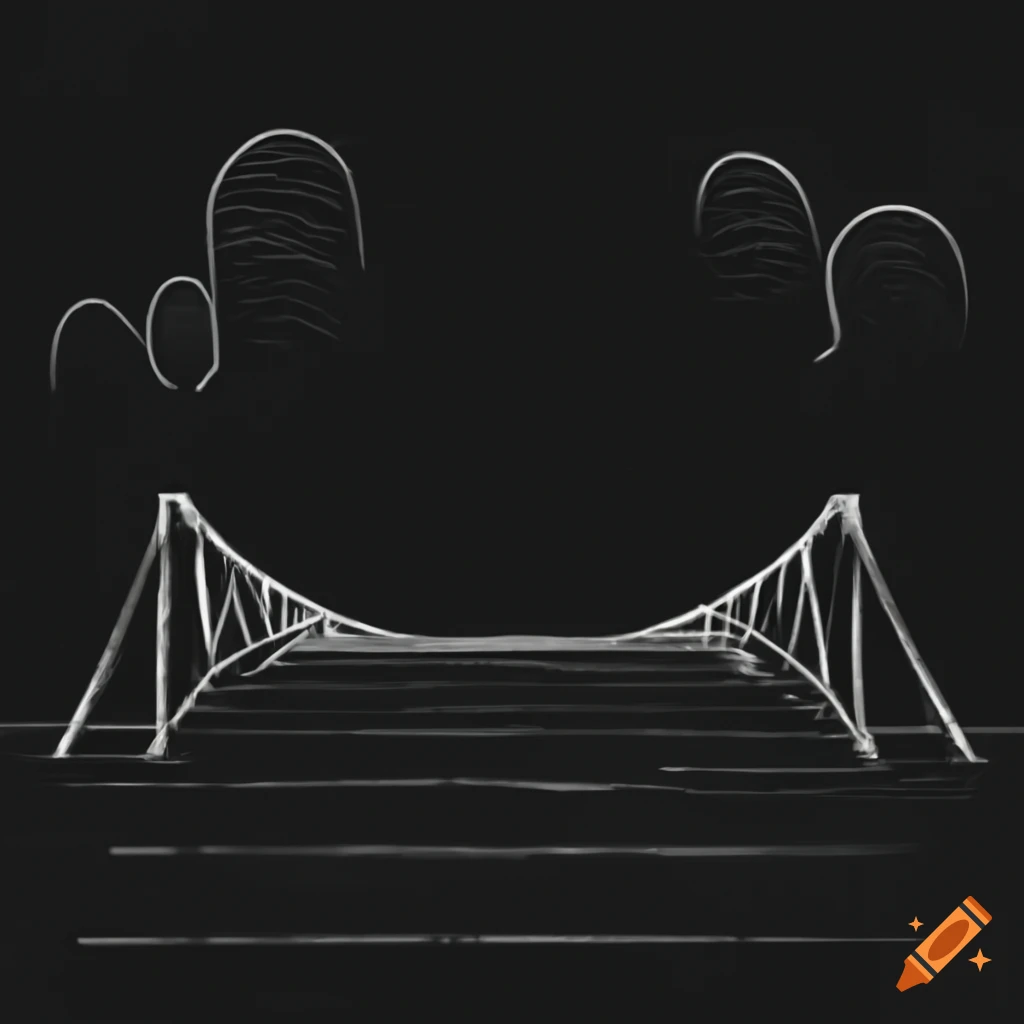 Abstract wooden bridge in a surreal setting on Craiyon