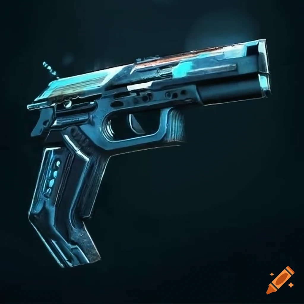 Futuristic cybernetic pistol technology on Craiyon