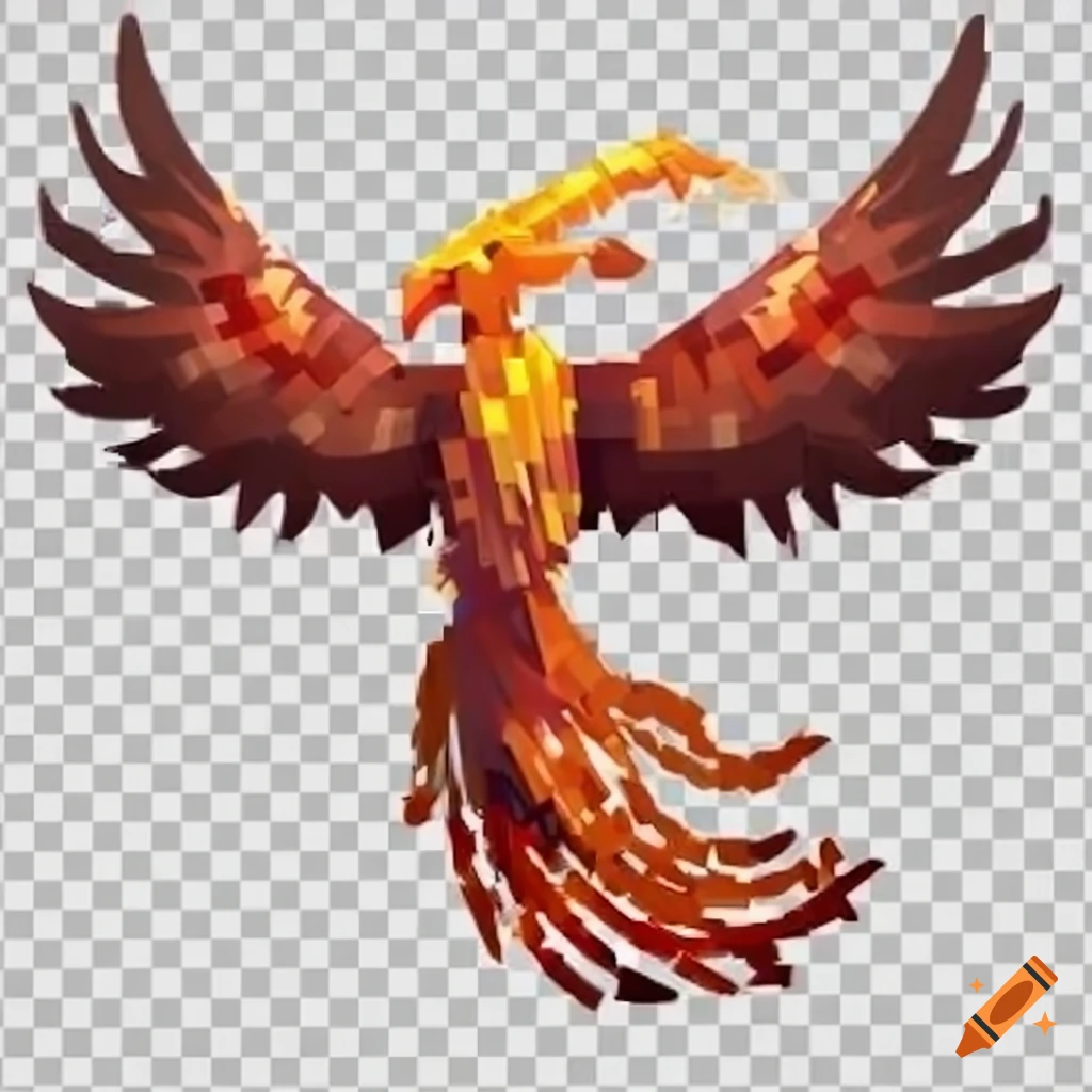 Phoenix in minecraft style on Craiyon