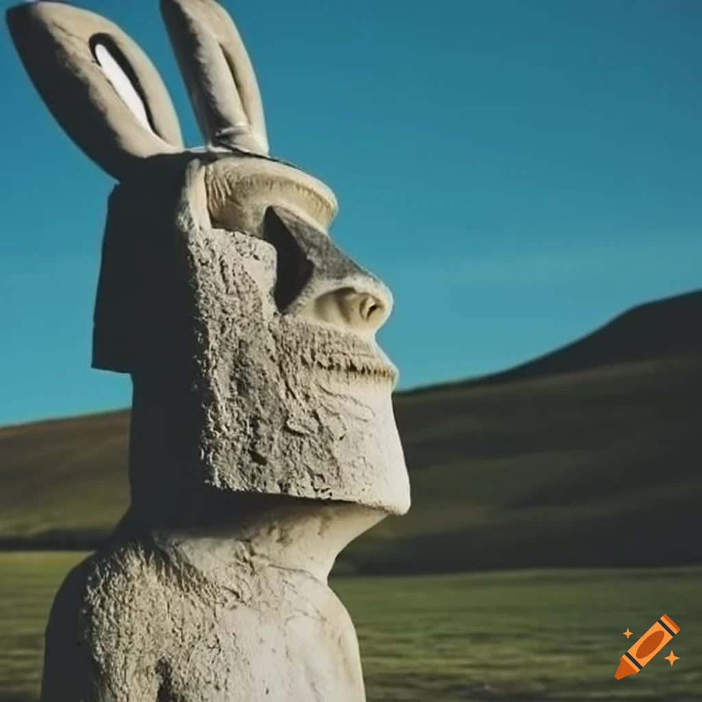 Easter bunny moai statue on Craiyon