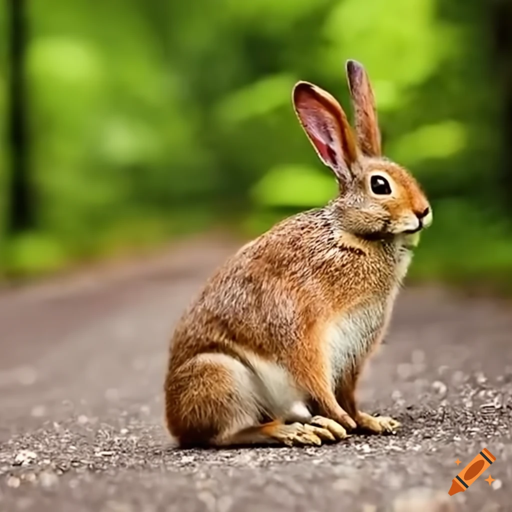 Rabbit and squirrel riding bicycle in jungle on a sunny day with ...