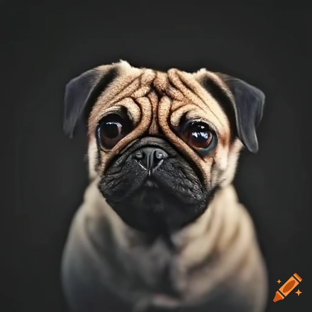 Cute pug with big happy eyes on Craiyon