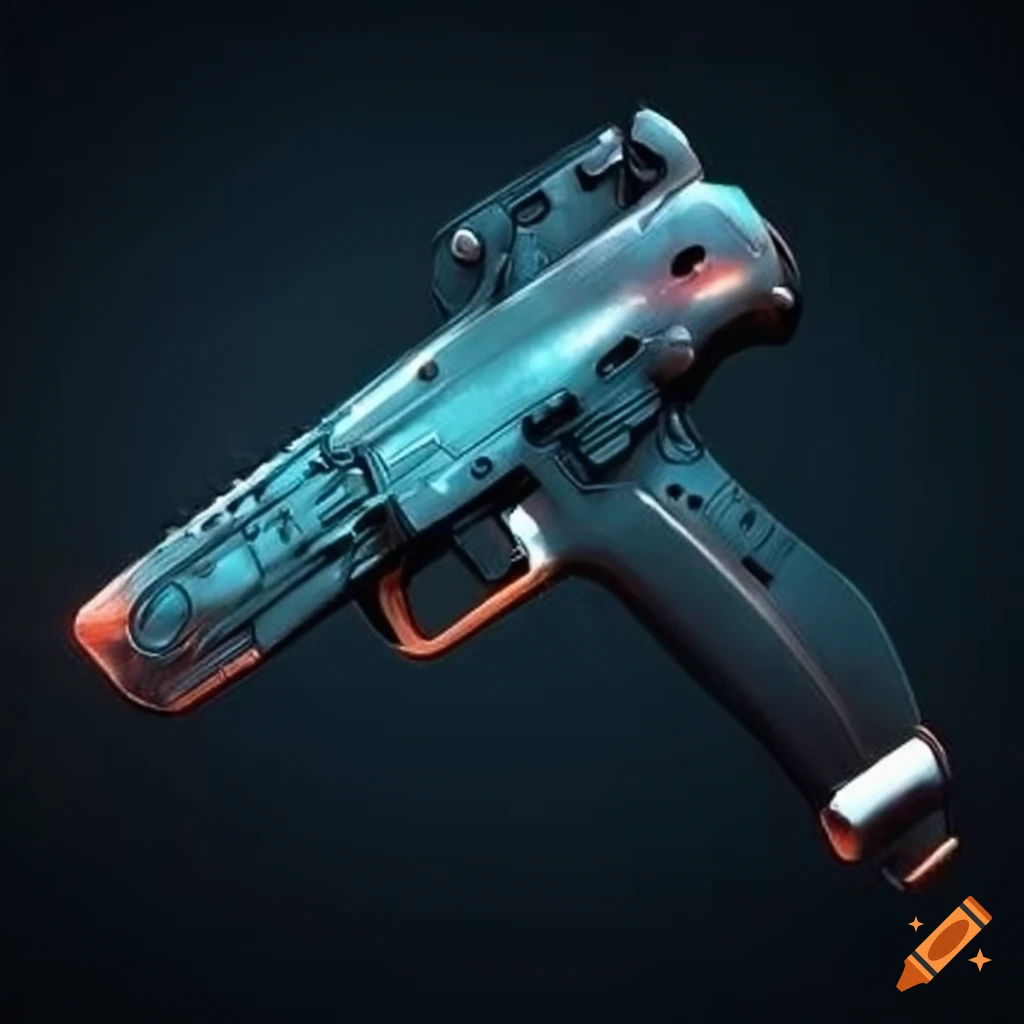 Futuristic cybernetic pistol technology on Craiyon