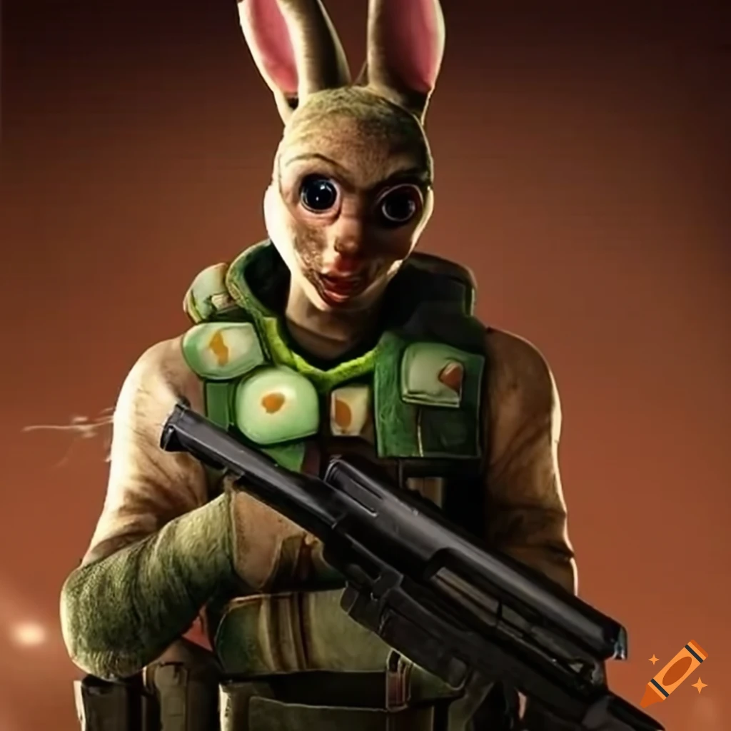 Easter bunny as a commando on Craiyon