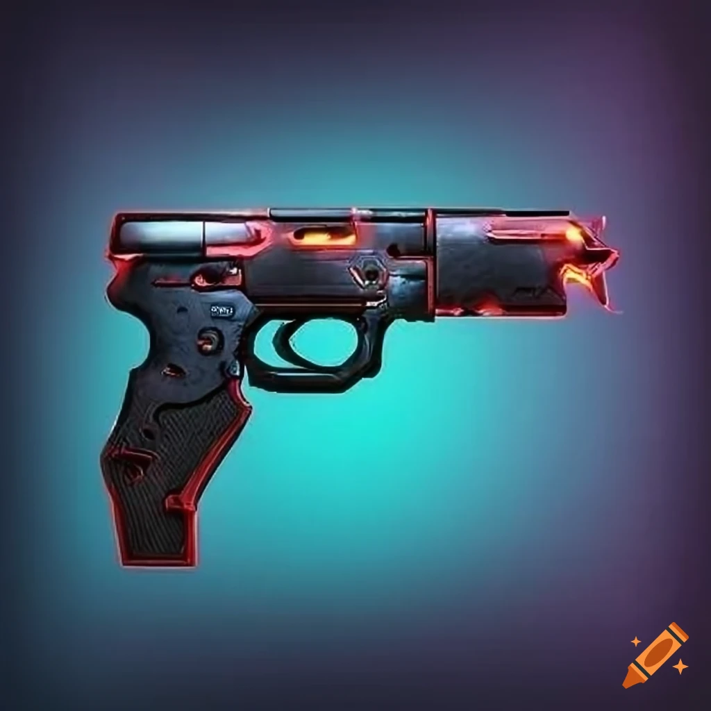 Futuristic cybernetic pistol weapon technology on Craiyon