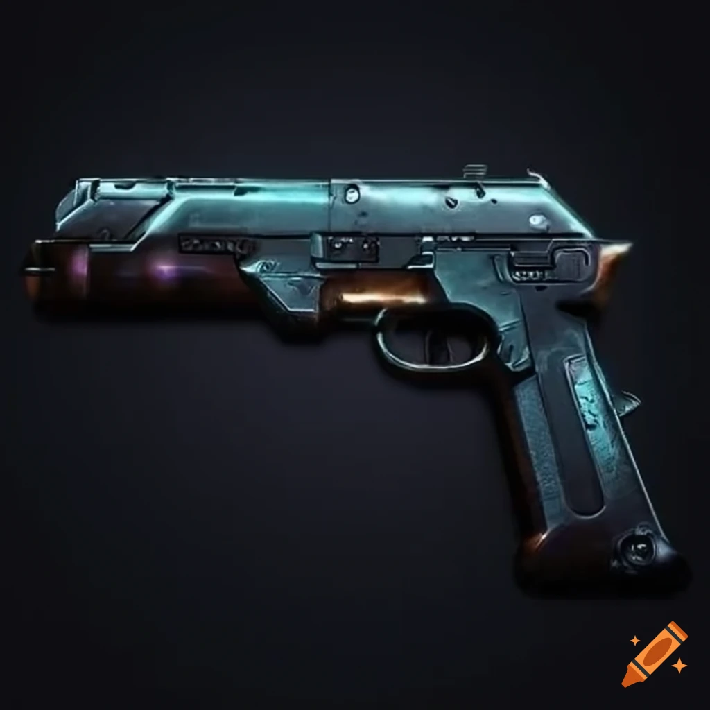 Futuristic pistol with cybernetic technology on Craiyon