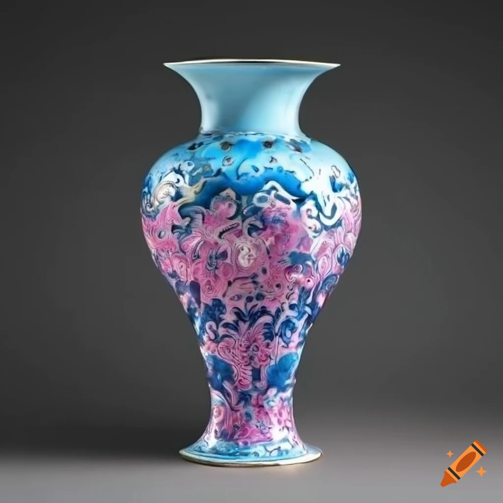 Shattered Chinese vase reconstructed with gold accents on Craiyon