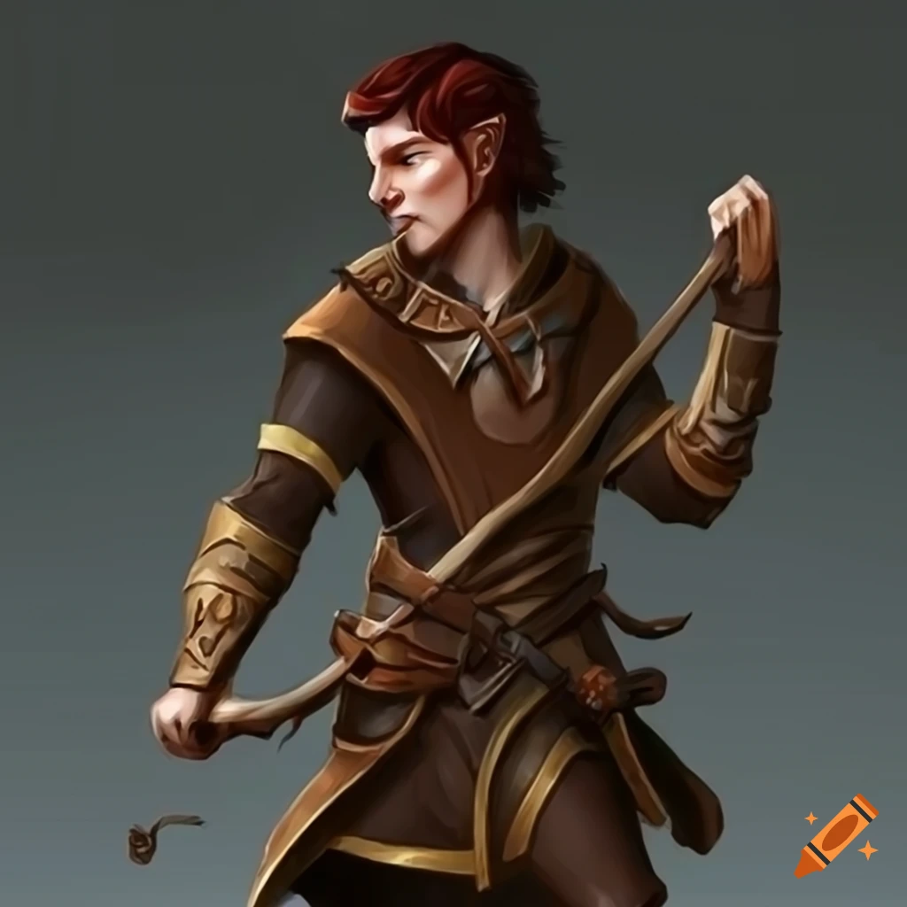 Half-elf male ranger with brunette hair on Craiyon