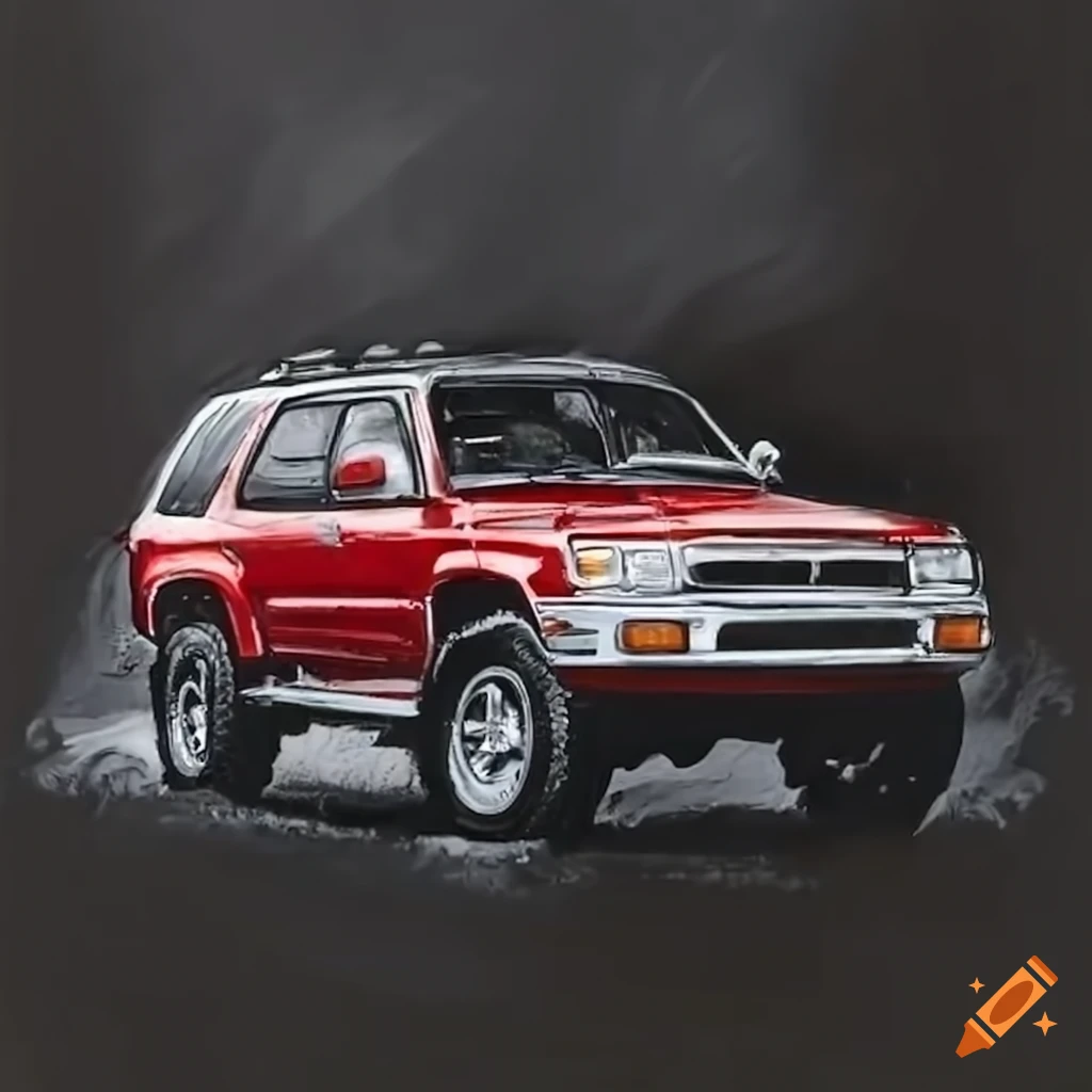 Classic red 1997 toyota 4runner off-road vehicle on Craiyon