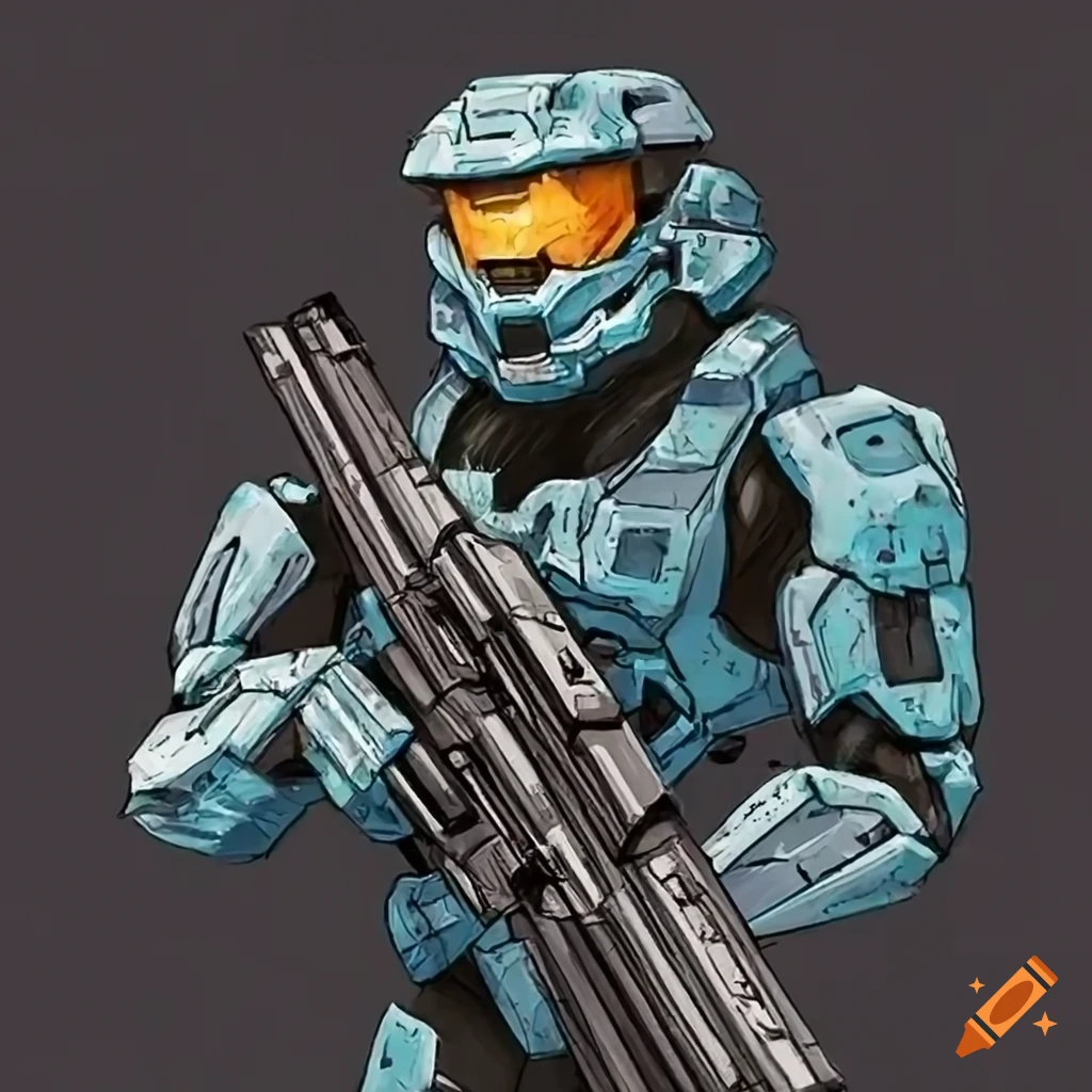 Halo soldier holding a shotgun on Craiyon