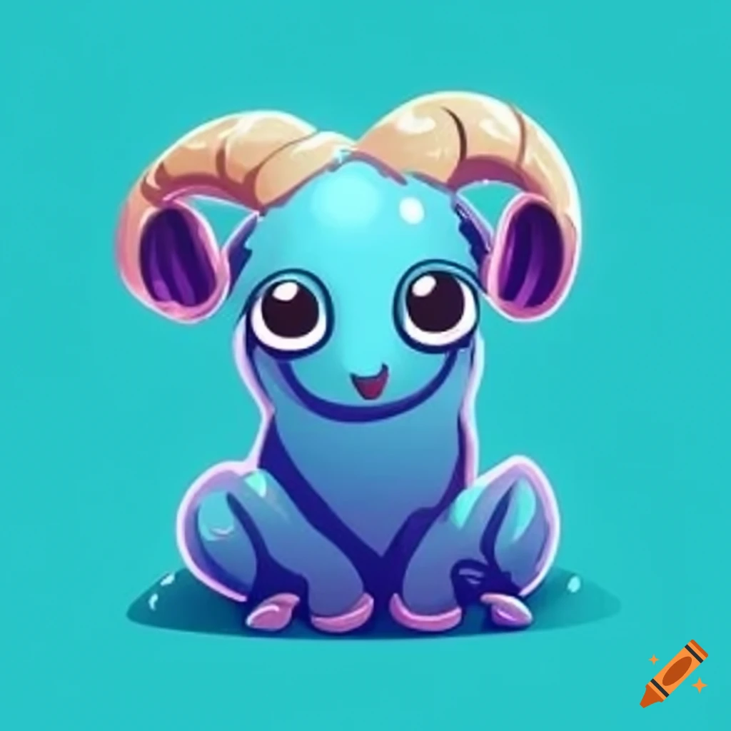 Blue slime goat cartoon character on Craiyon