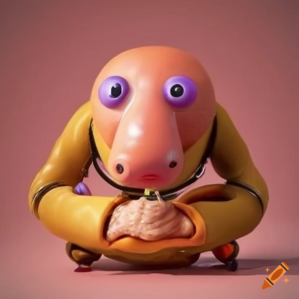 Colorful and whimsical robot with a sausage nose on Craiyon