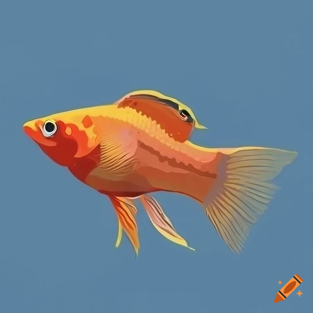 Detailed vector of a light orange swordtail lyretail fish swimming ...