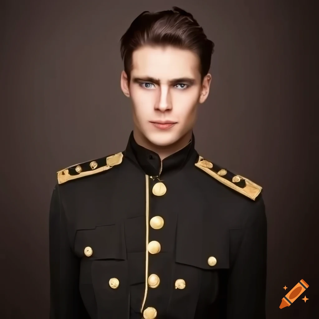 Handsome young man in military dress uniform on Craiyon