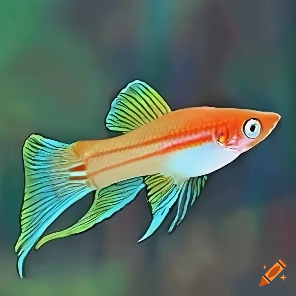 High fin lyretail swordtail fish swimming gracefully in detailed ...