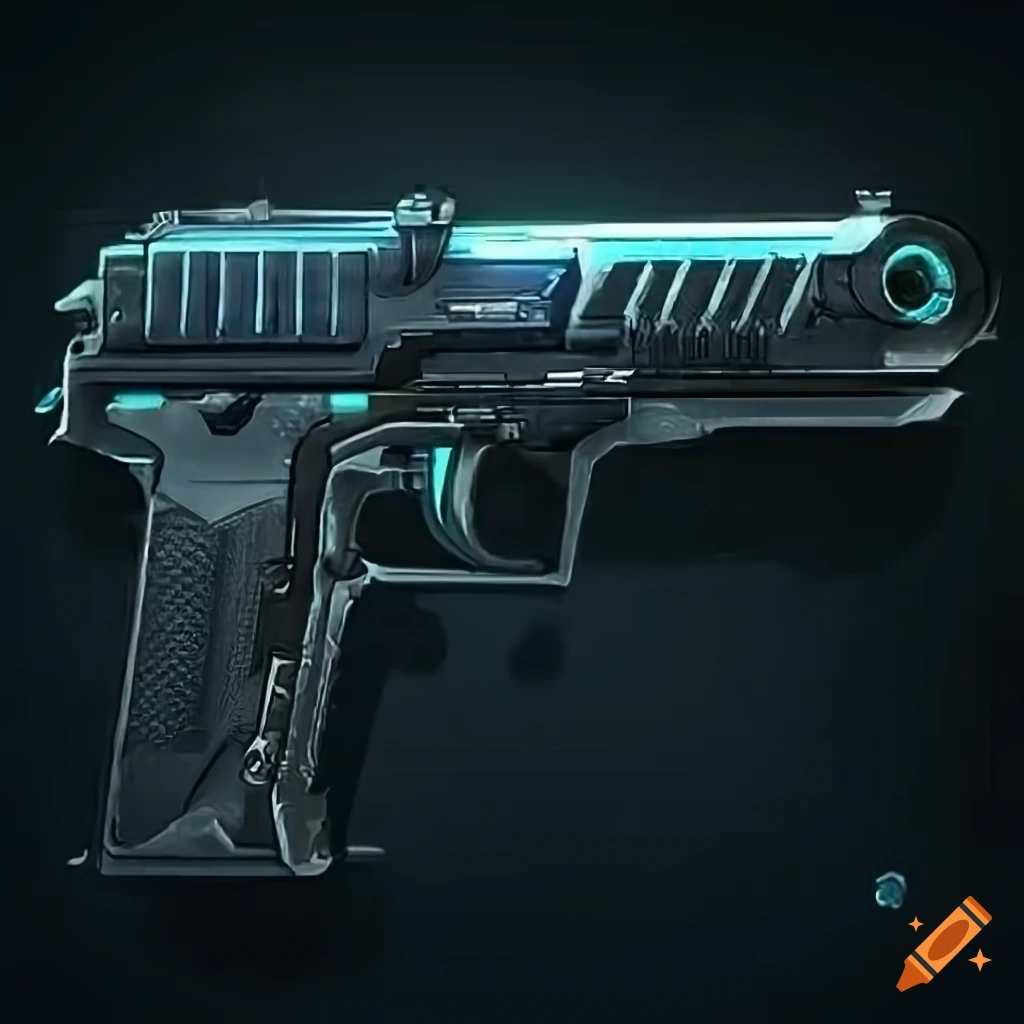 Futuristic cybernetic pistol and technology concept on Craiyon